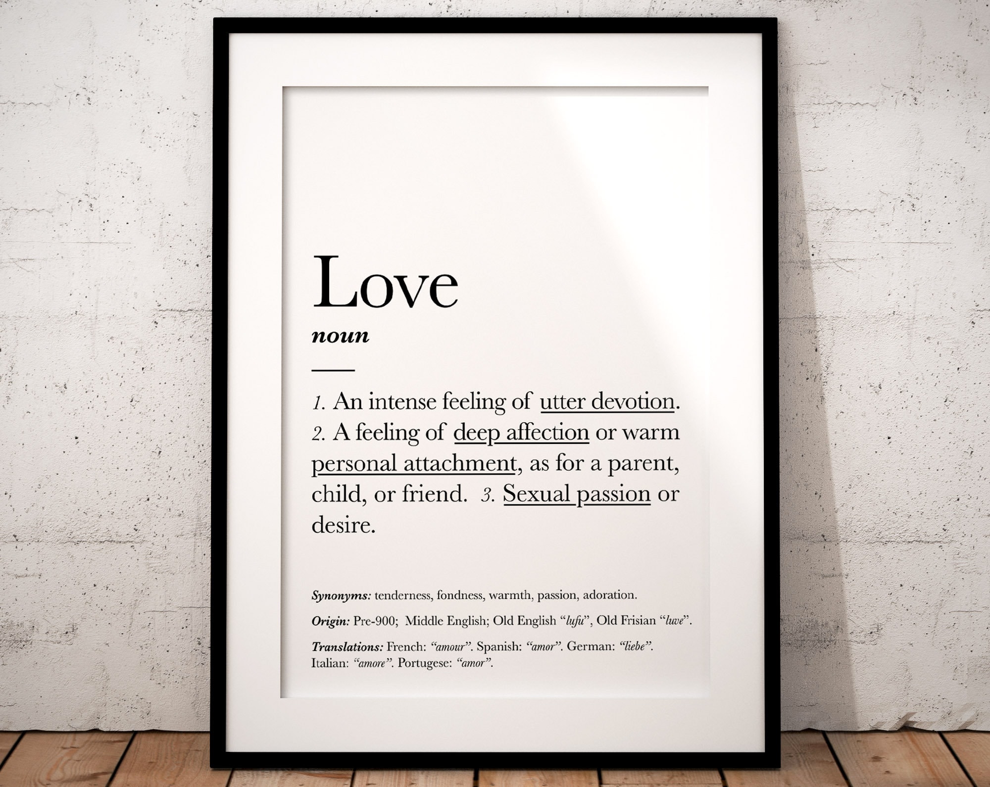 Love Definition Print: Wall Art Poster Valentines Gift for - Etsy