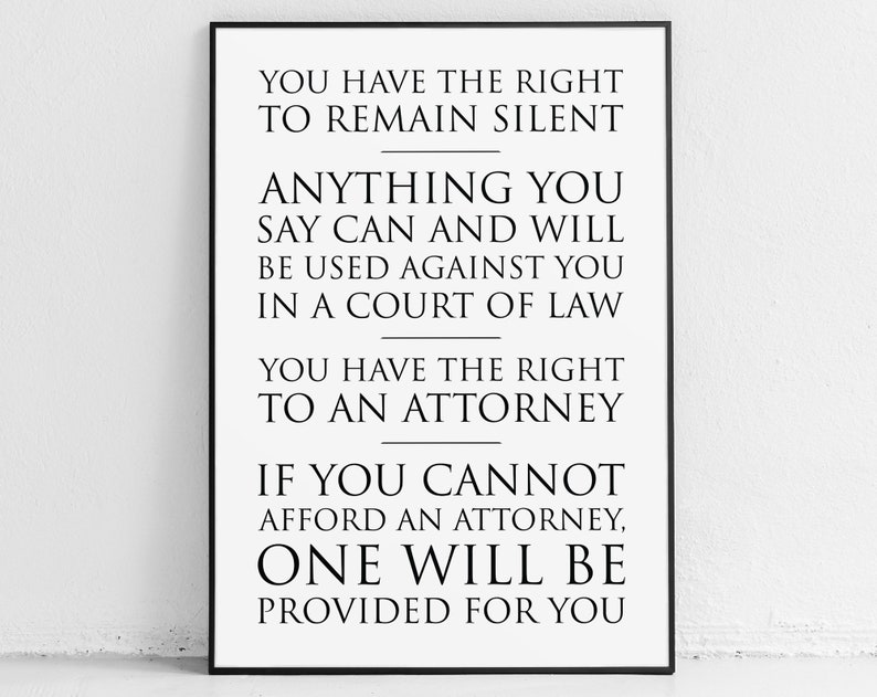 Miranda Rights Print Police Officer Gifts Civil Rights - Etsy