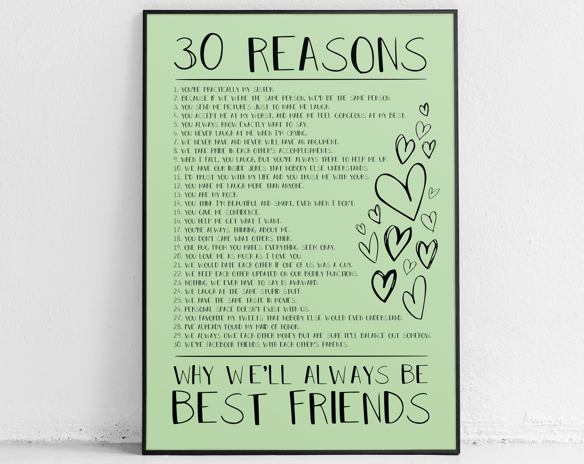 30 Reasons Friendship print gift best friend gifts custom | Etsy