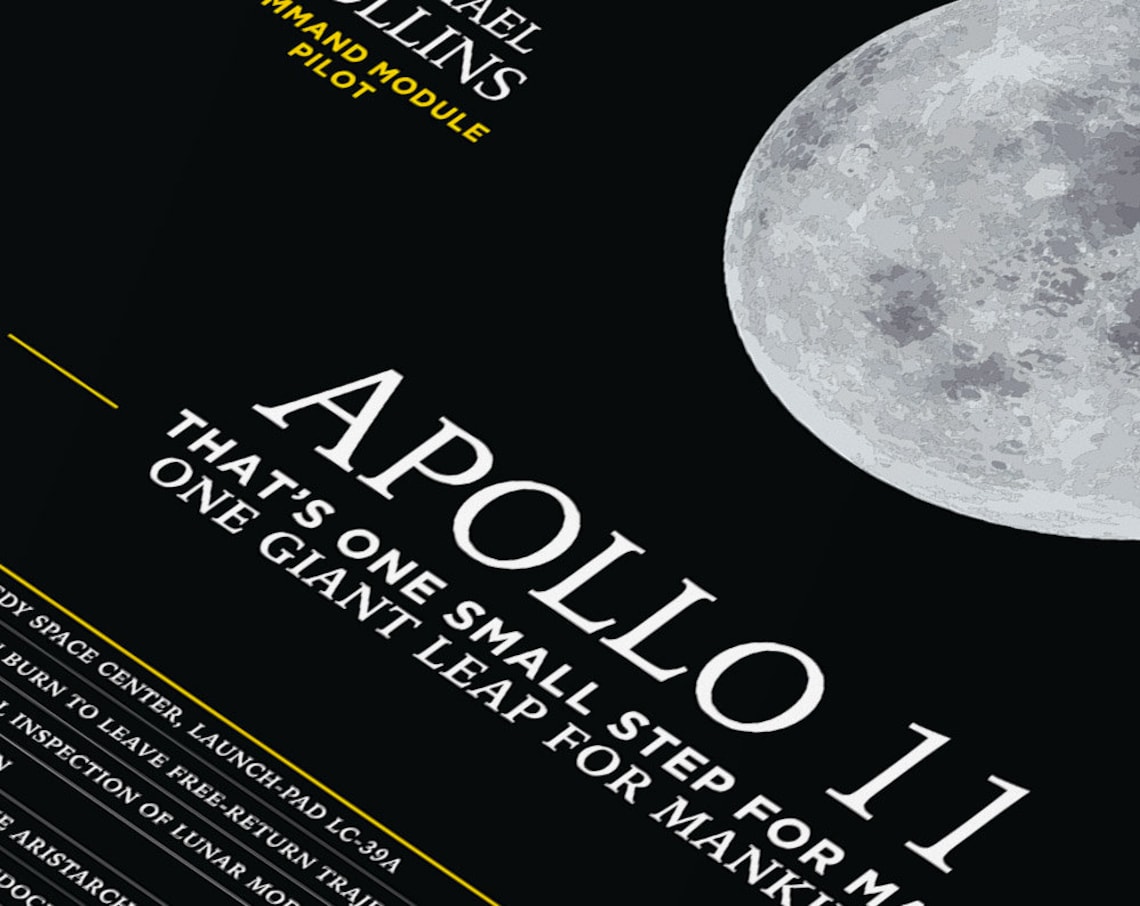 Apollo 11 poster: Moon landing gifts NASA poster print Space | Etsy
