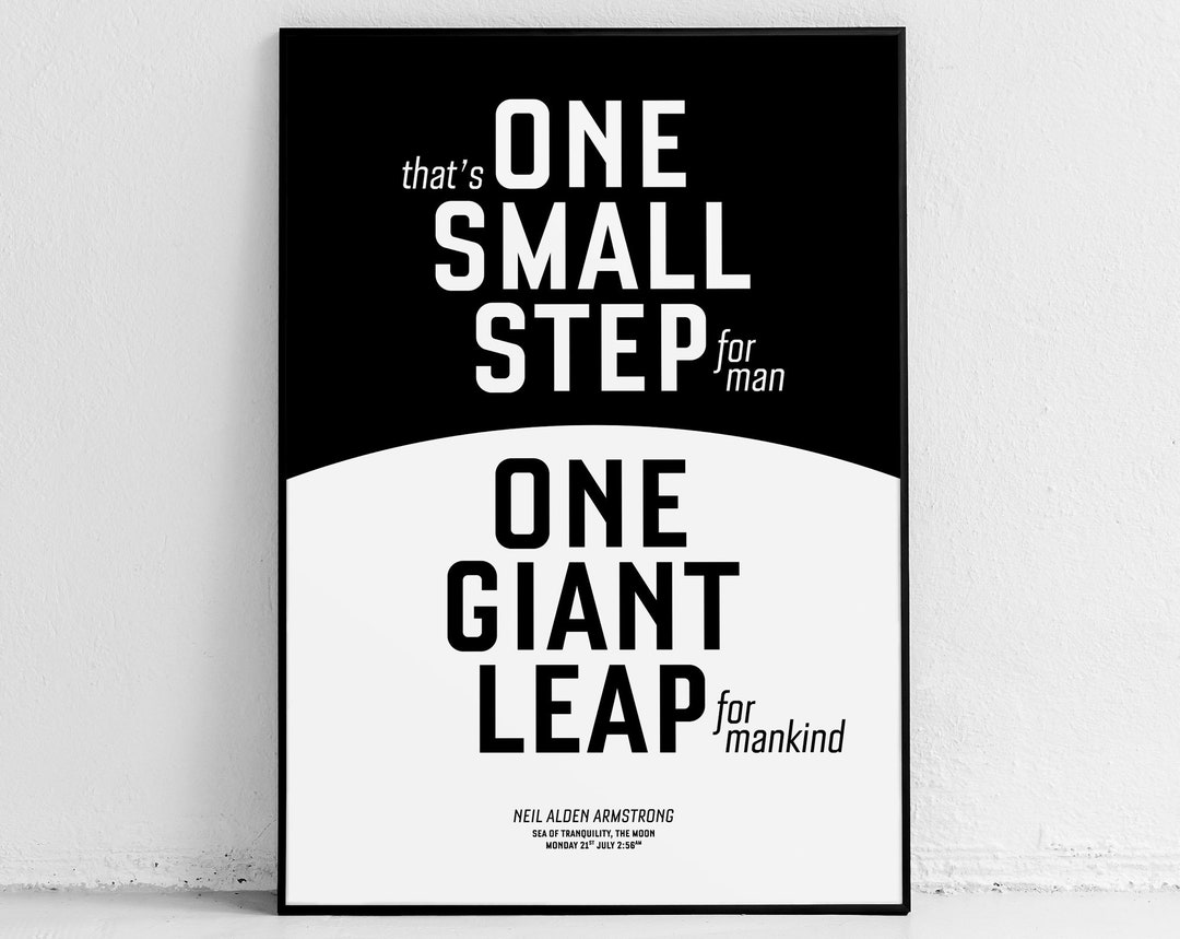 Moon Landing Quote Print: Neil Armstrong Apollo 11 Poster, NASA, Sea of ...