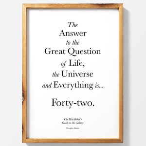The Hitchhiker's Guide to the Galaxy Print, 42, Fourty-two, Douglas ...