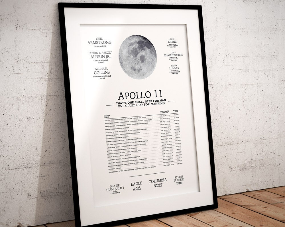 Apollo 11 Poster: Moon Landing Gifts NASA Poster Print Space - Etsy