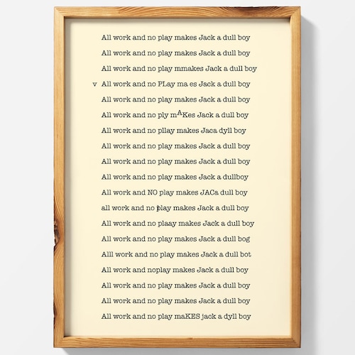The Shining Movie Typewriter 'all Work No - Etsy