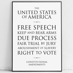 US Constitution Print, Art, Poster, Constitutional Law, First Amendment ...