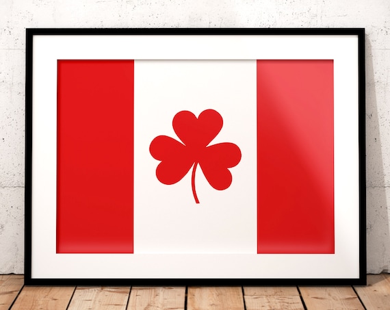 Irish Canadian Flag Immigrant Shamrock Print Wall Art | Etsy