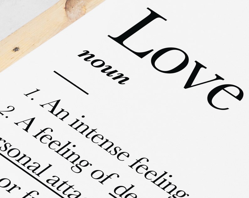 Love Definition Print: Wall Art Poster Valentines Gift for - Etsy