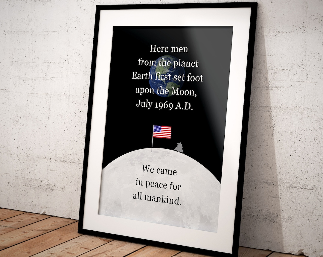 Apollo 11 Plaque Print: Poster, Art, Moon Landing, NASA, Neil Armstrong ...