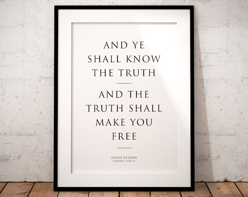 Bible Verse Prints, Wall Art, Sign, Gospel of John, the Truth Shall ...