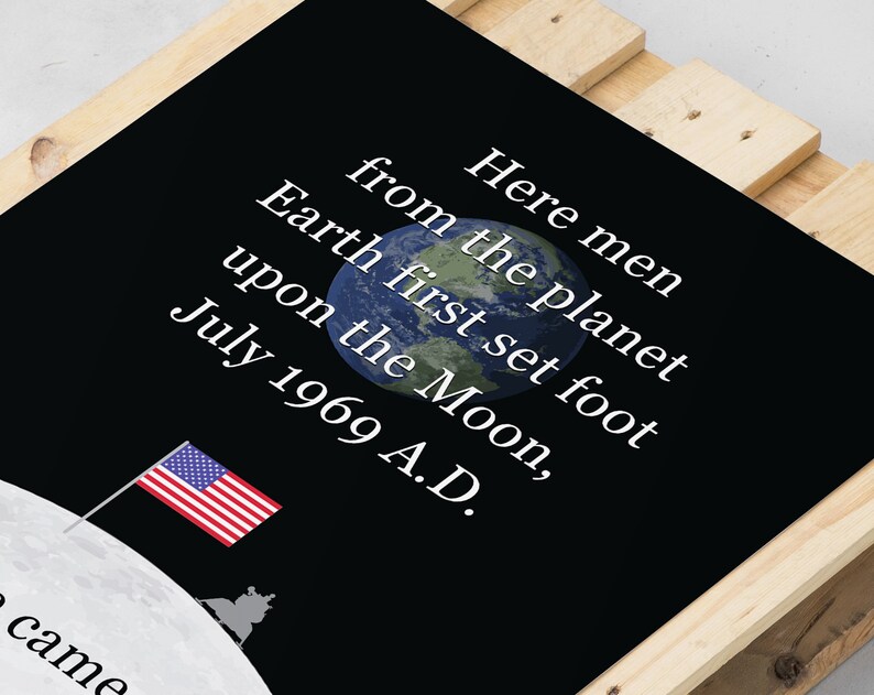 Apollo 11 Plaque Print: Poster, Art, Moon Landing, NASA, Neil Armstrong ...