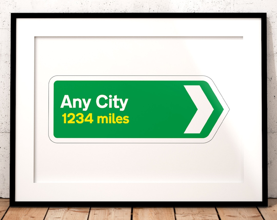 Distance to Signs, Miles to Poster, Custom Gifts, Location Sign ...