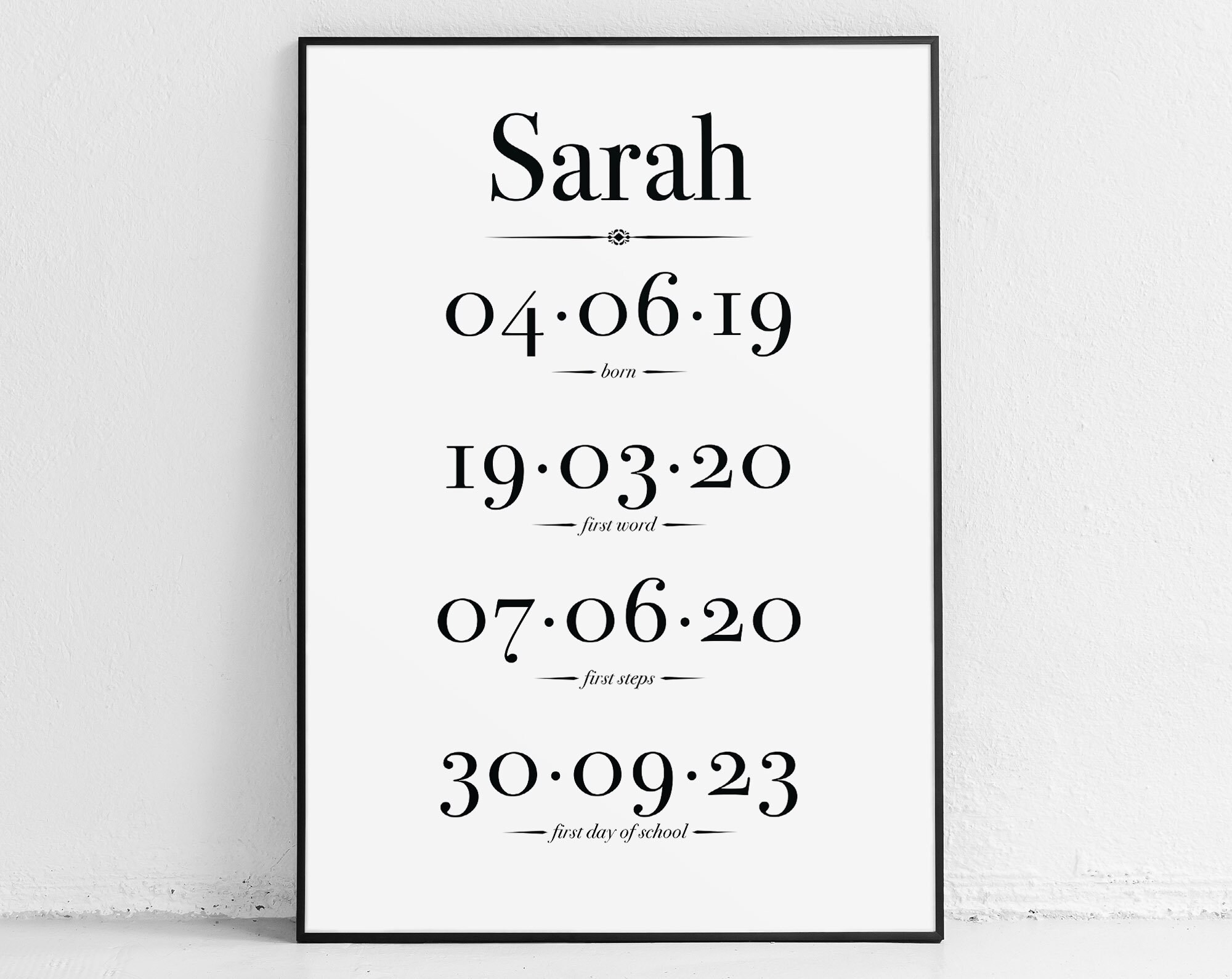 Baby Date of Birth Print First Word Important Dates Key - Etsy Sweden