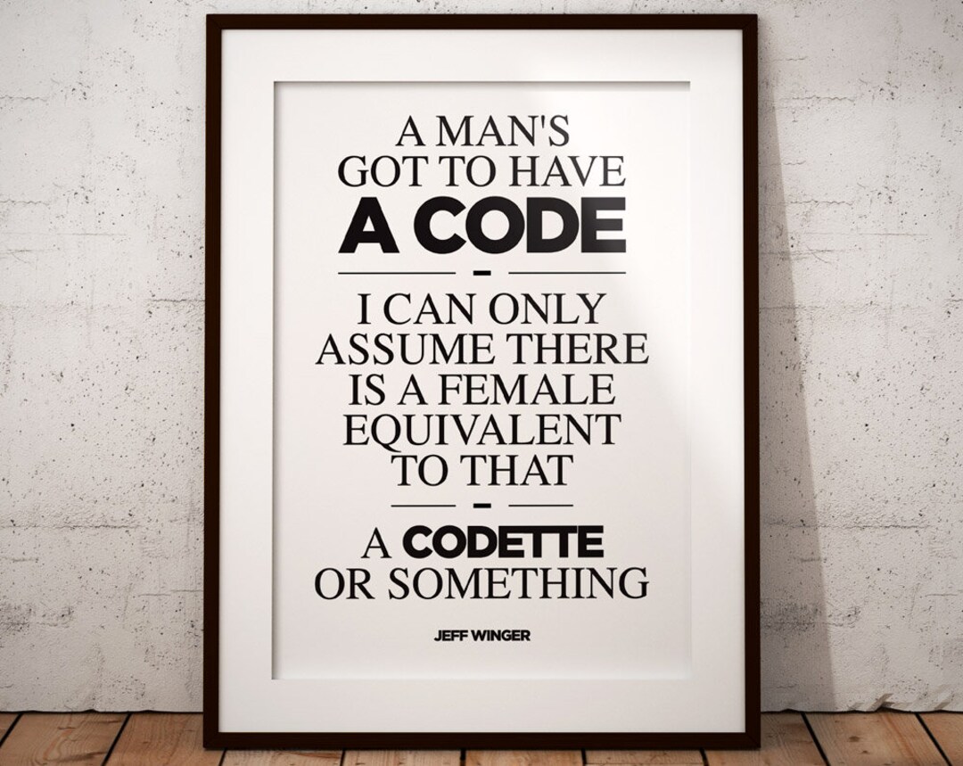 Community TV Show Posters Jeff Winger Quote Print, Man Code Poster ...
