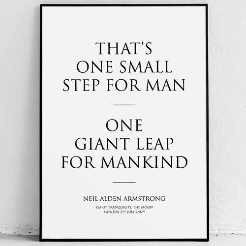 Neil Armstrong Quotes Decor Canvas Moon Landing Poster - Etsy