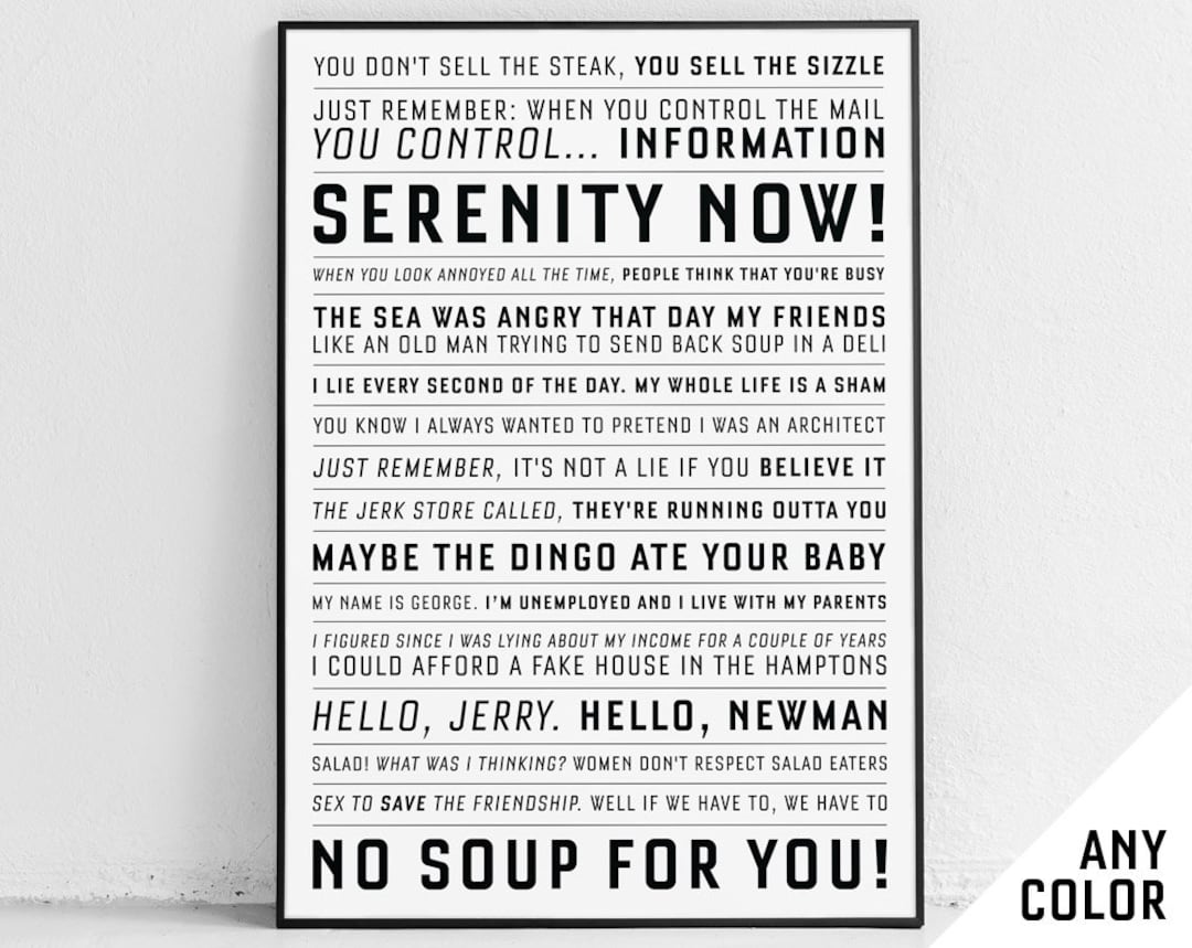 Seinfeld Print: Seinfeld Poster, Seinfeld Art, George, Quotes, George ...