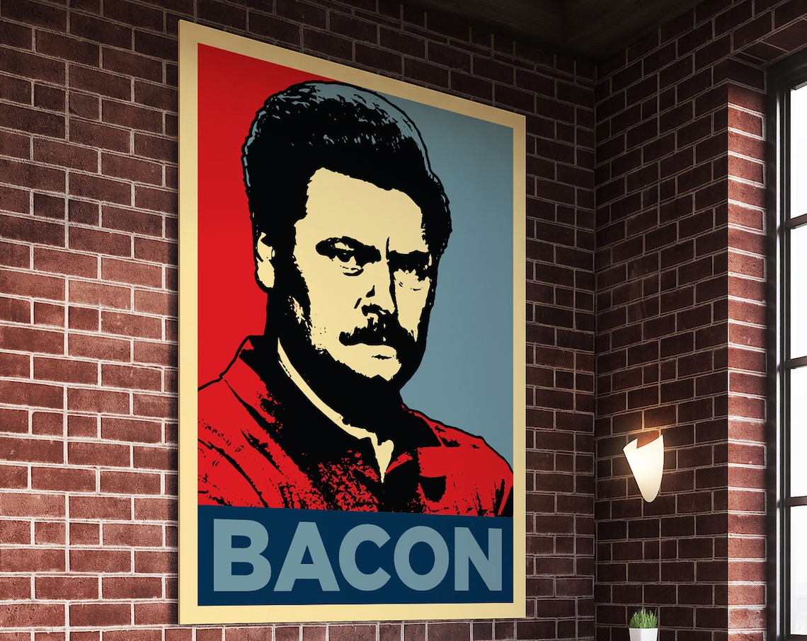 Ron Swanson bacon wall art all the bacon quote gifts Parks | Etsy