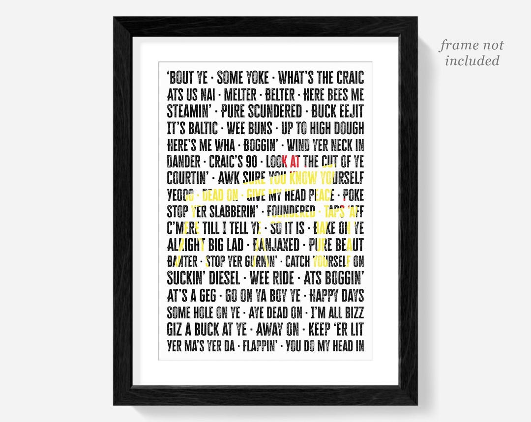 Northern Ireland Slang Art Print Sign, Belfast Poster Print, Norn Iron ...