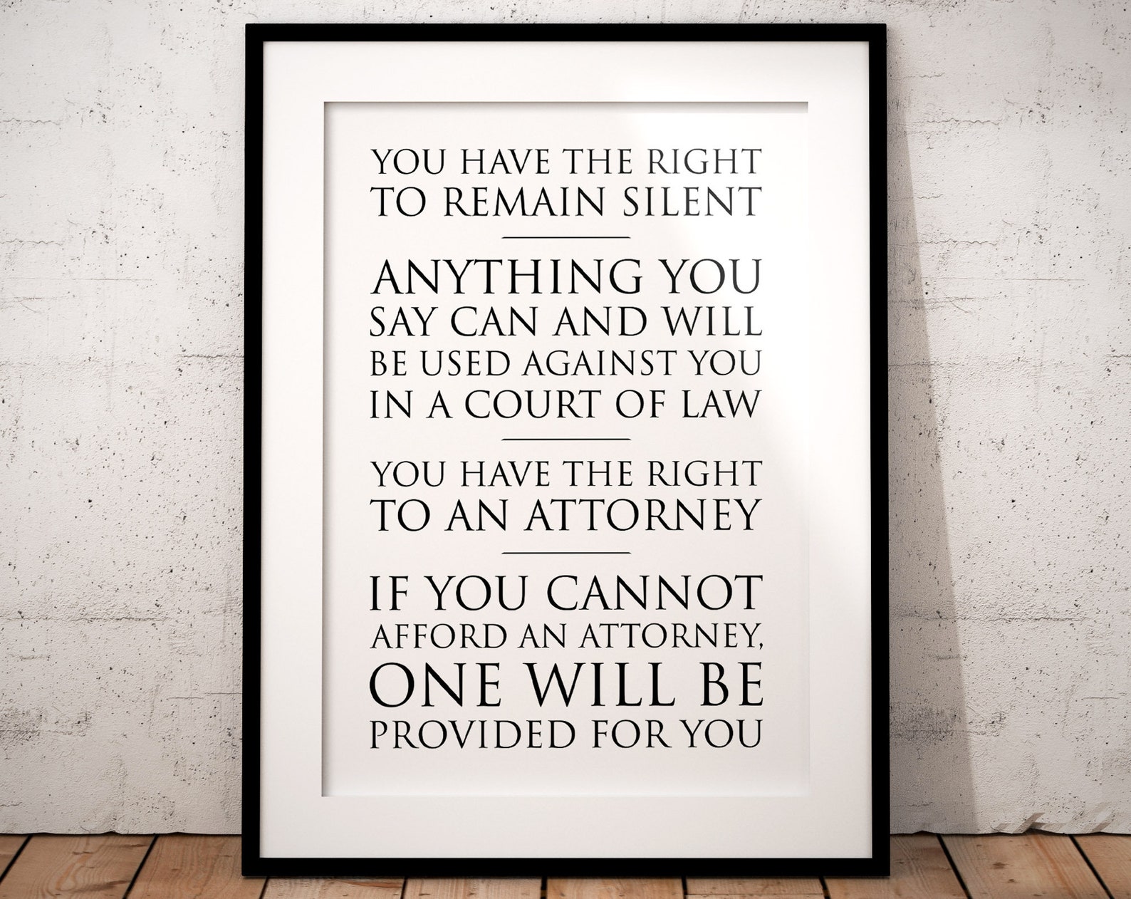 Miranda Rights Print Police Officer Gifts Civil Rights - Etsy