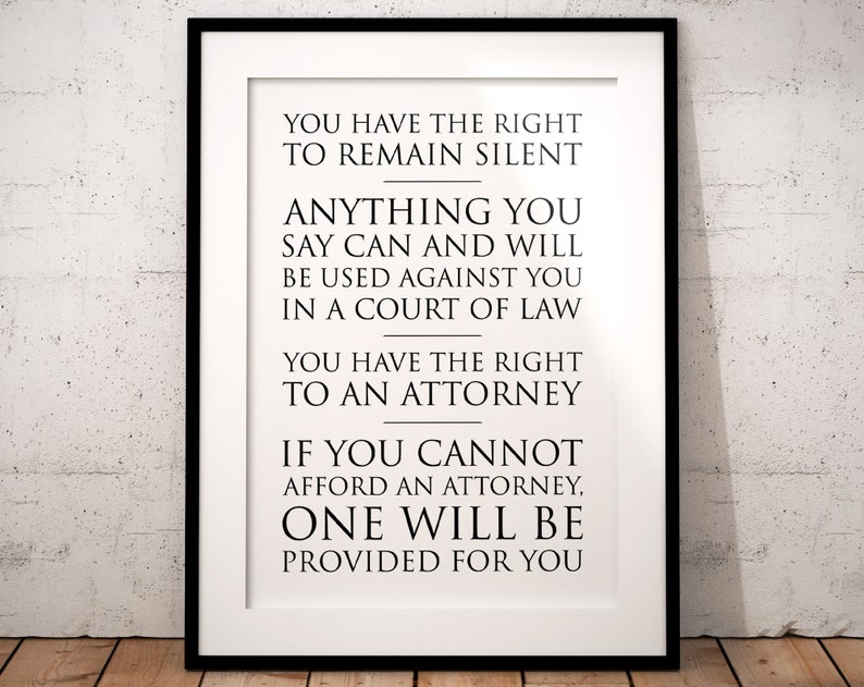Miranda Rights Print Police Officer Gifts Civil Rights - Etsy