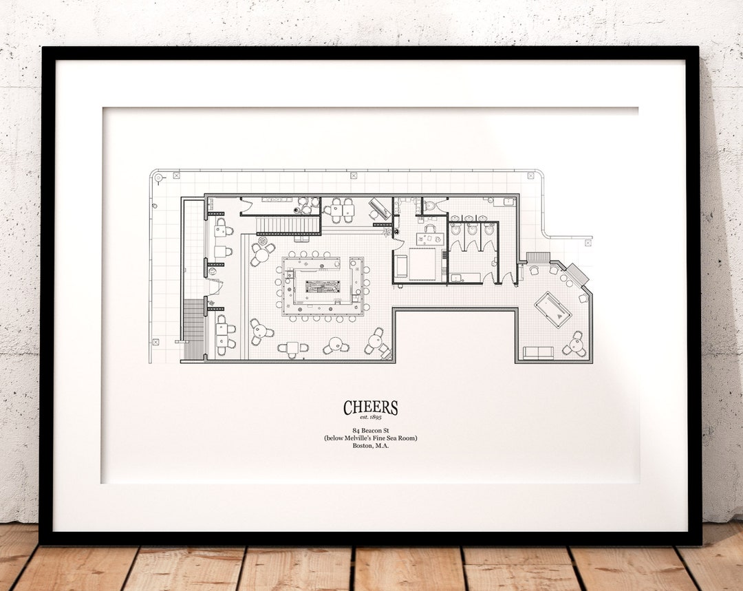 Cheers TV Show Floor Plan, Print, Poster, Floorplan, Gift, Wall Art ...