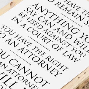 Miranda Rights Print, Police Officer Gifts, Civil Rights Poster, Law ...