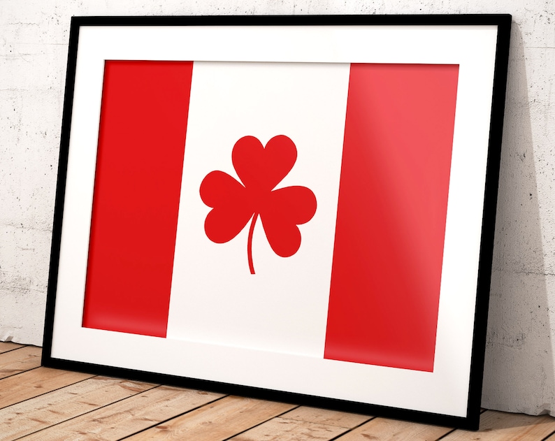 Irish Canadian Flag Immigrant Shamrock Print Wall Art | Etsy