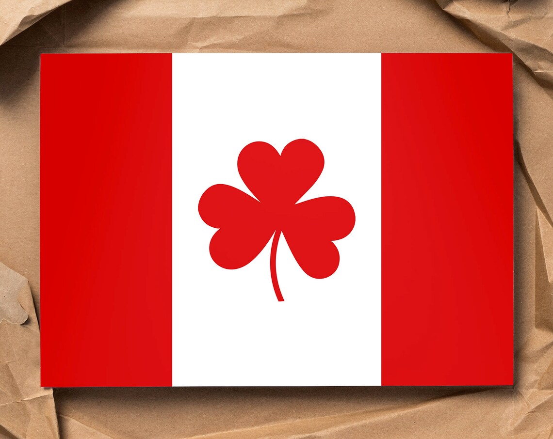 Irish Canadian Flag Immigrant Shamrock Print Wall Art | Etsy