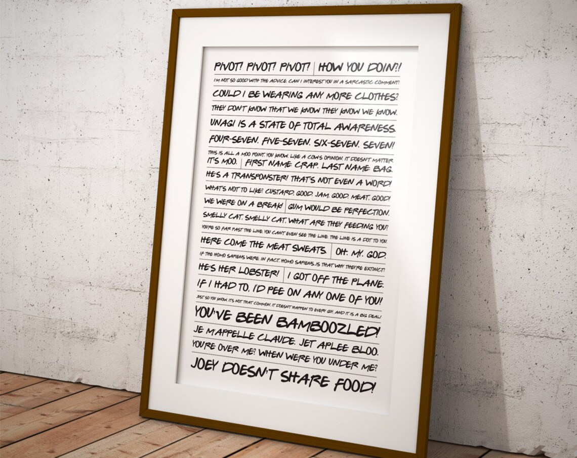 Friends TV show poster print quote wall art quotes gifts | Etsy