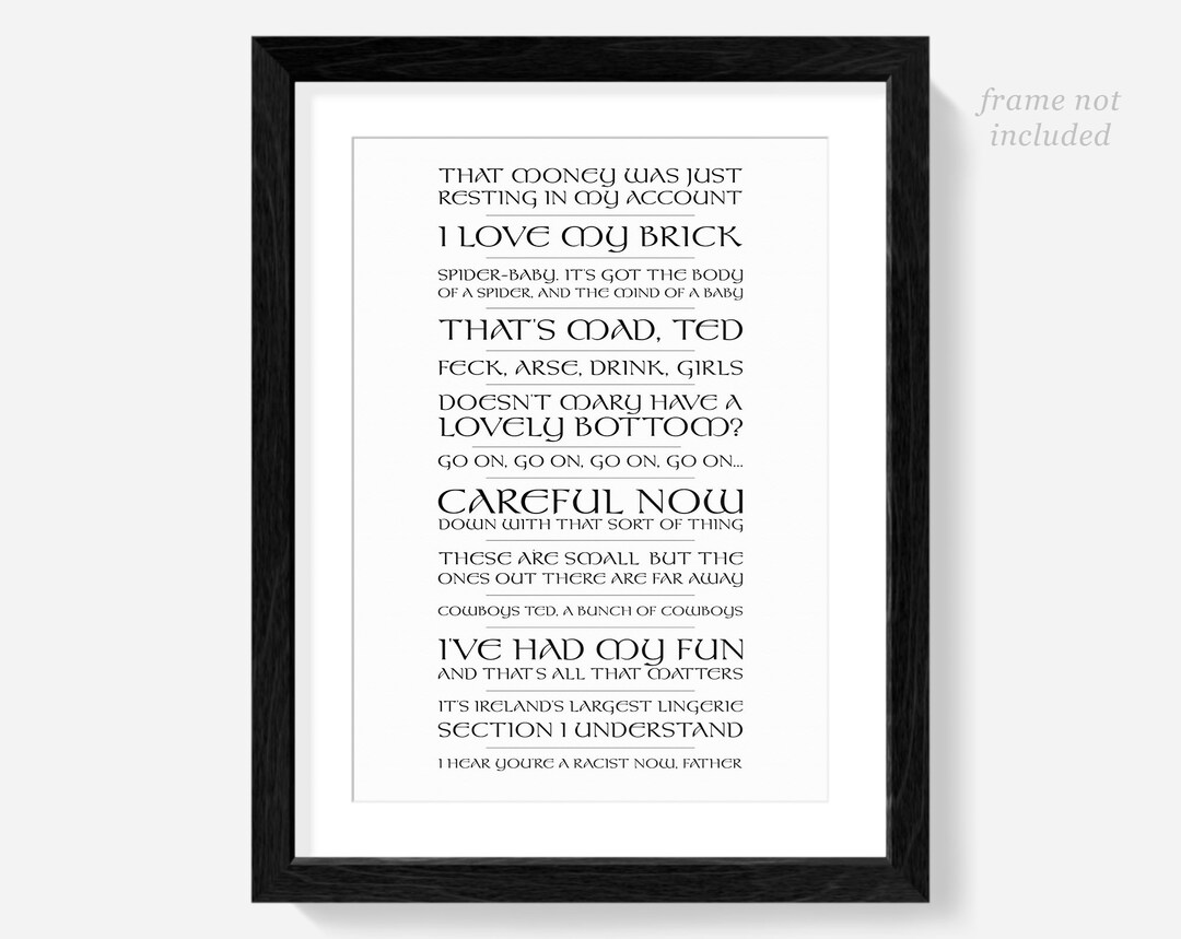 Father Ted Print, Quotes Poster, Jack, Feck Arse, Down With This Sort ...