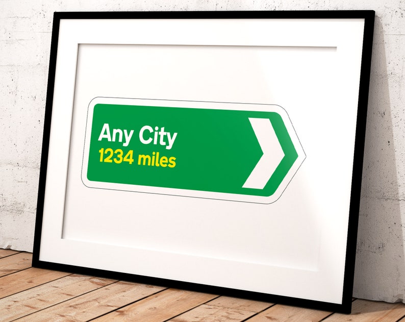 Distance to Signs Miles to Poster Custom Gifts Location - Etsy