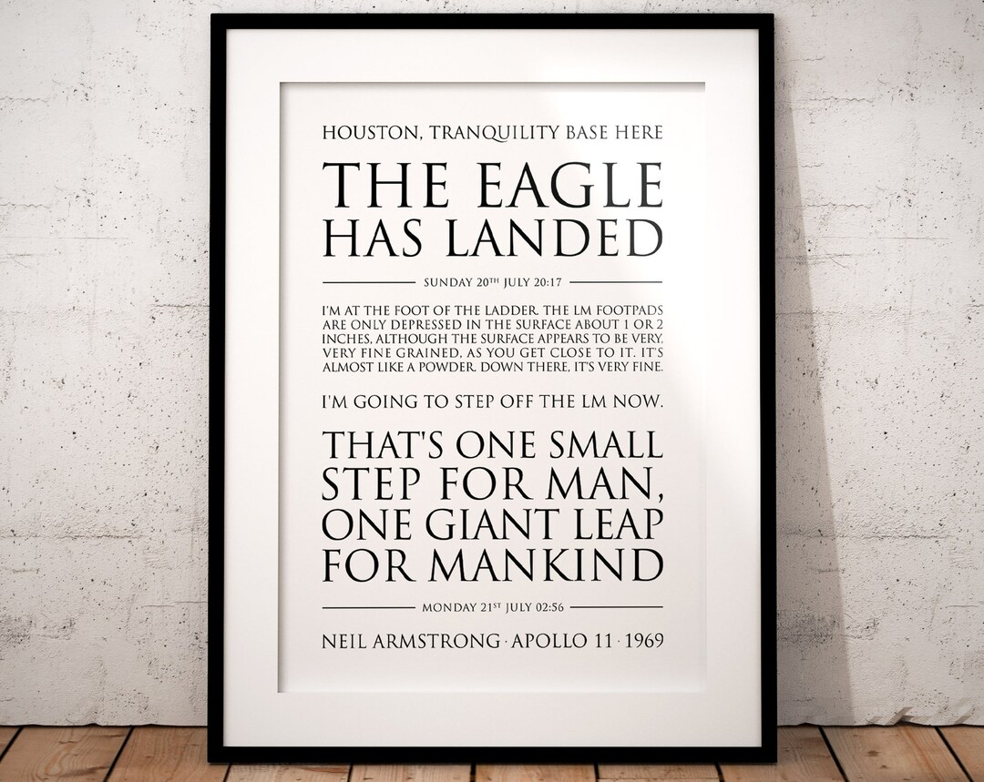 Neil Armstrong Quotes, Decor, Canvas, Moon Landing Poster Print, Apollo ...