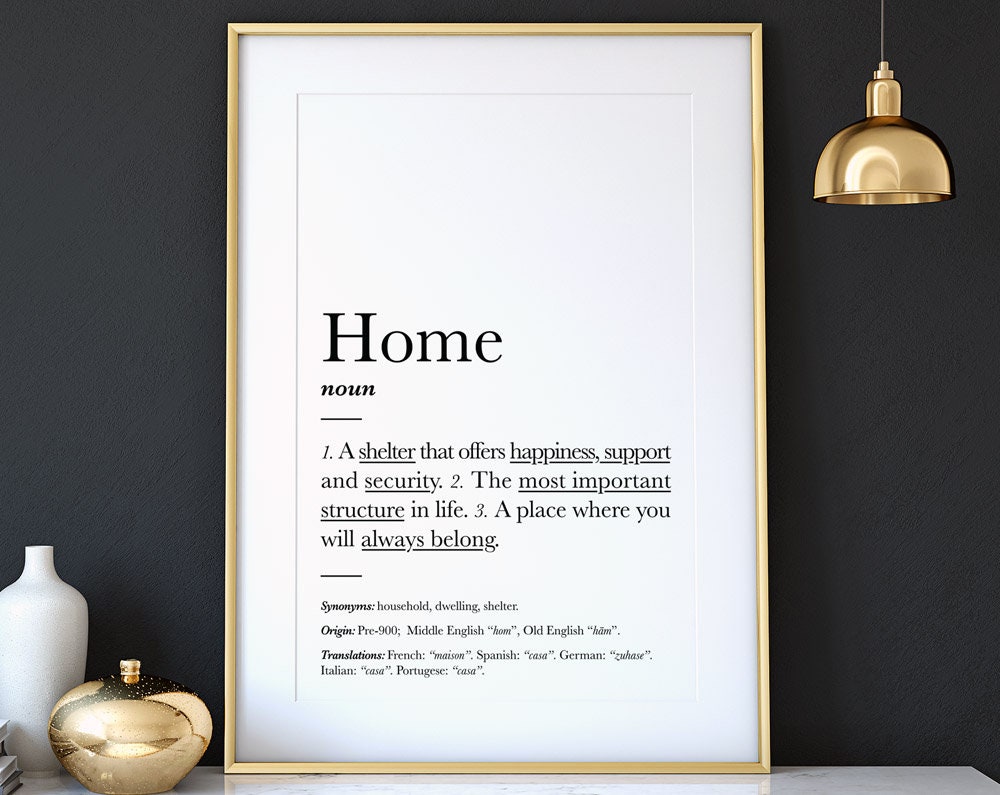 Home Definition Print: Decor Print Sign Wall Art Meaning | Etsy