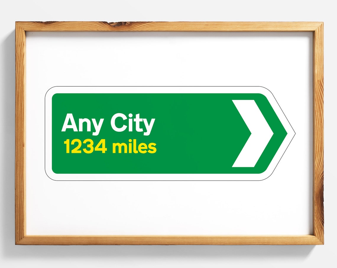 Distance to Signs Miles to Poster Custom Gifts Location - Etsy