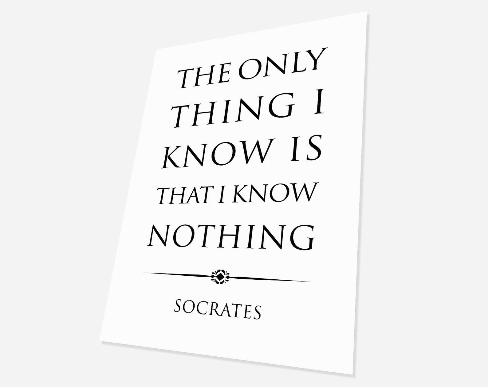 Socrates Quotes Print, Philosophy Poster Gifts, I Know Nothing, Greek ...