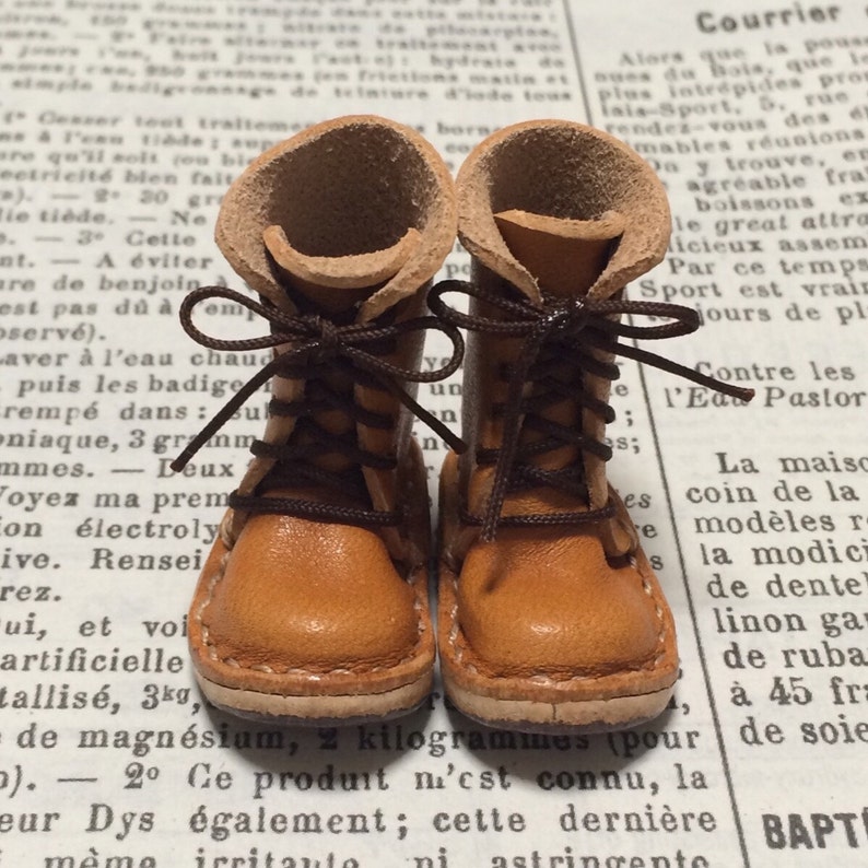 Real leather : miniature lace-up boots CAMEL for blythe | Etsy