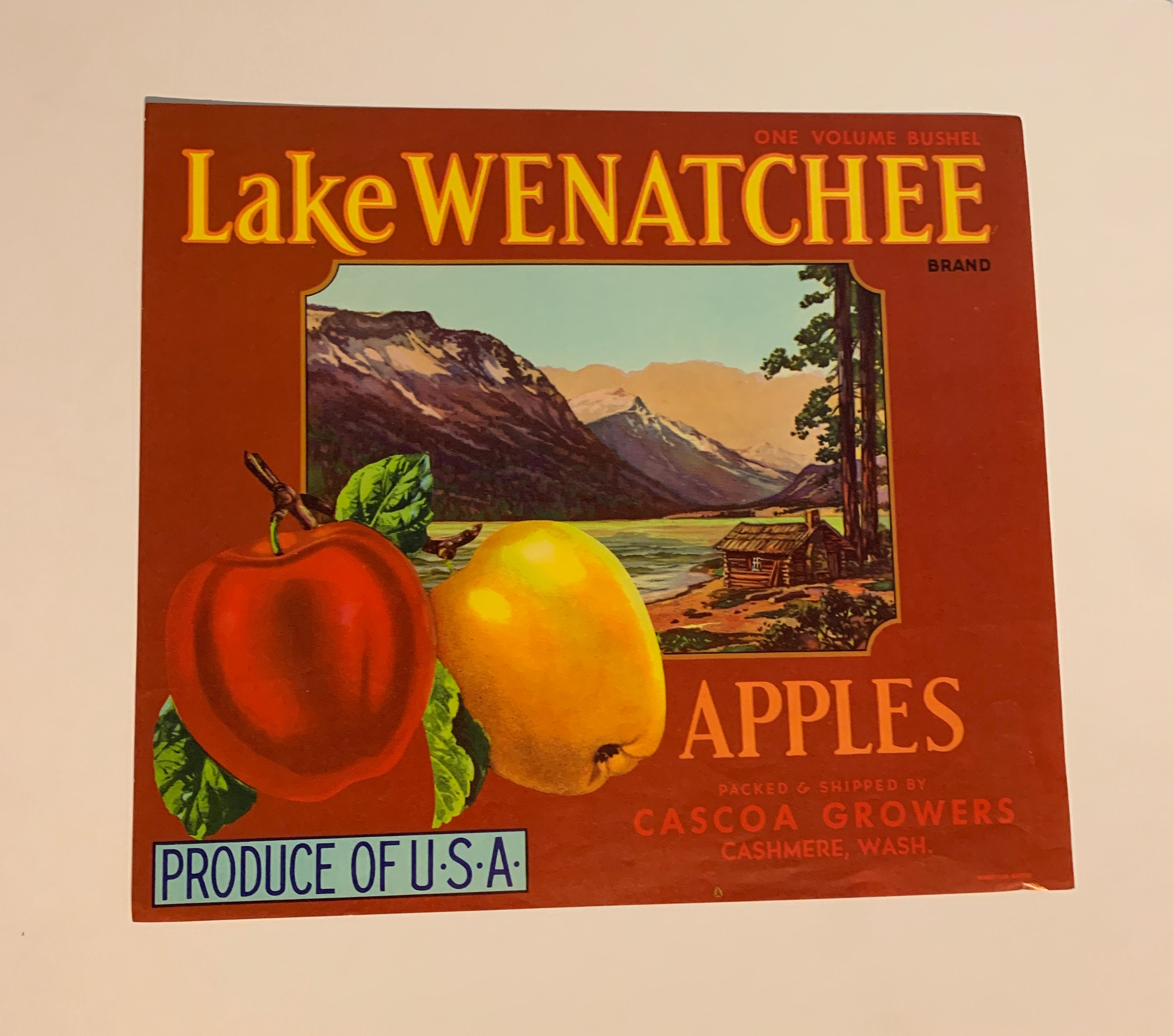 Vintage Original Lake Wenatchee Apple Fruit Crate Box Labels - Etsy