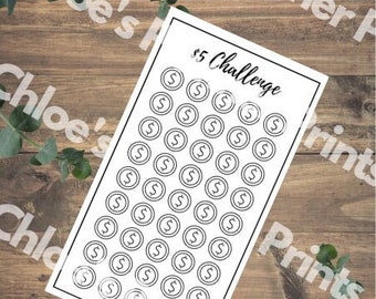 Printable Savings Challenge With Your 5 Dollar Bills - Etsy