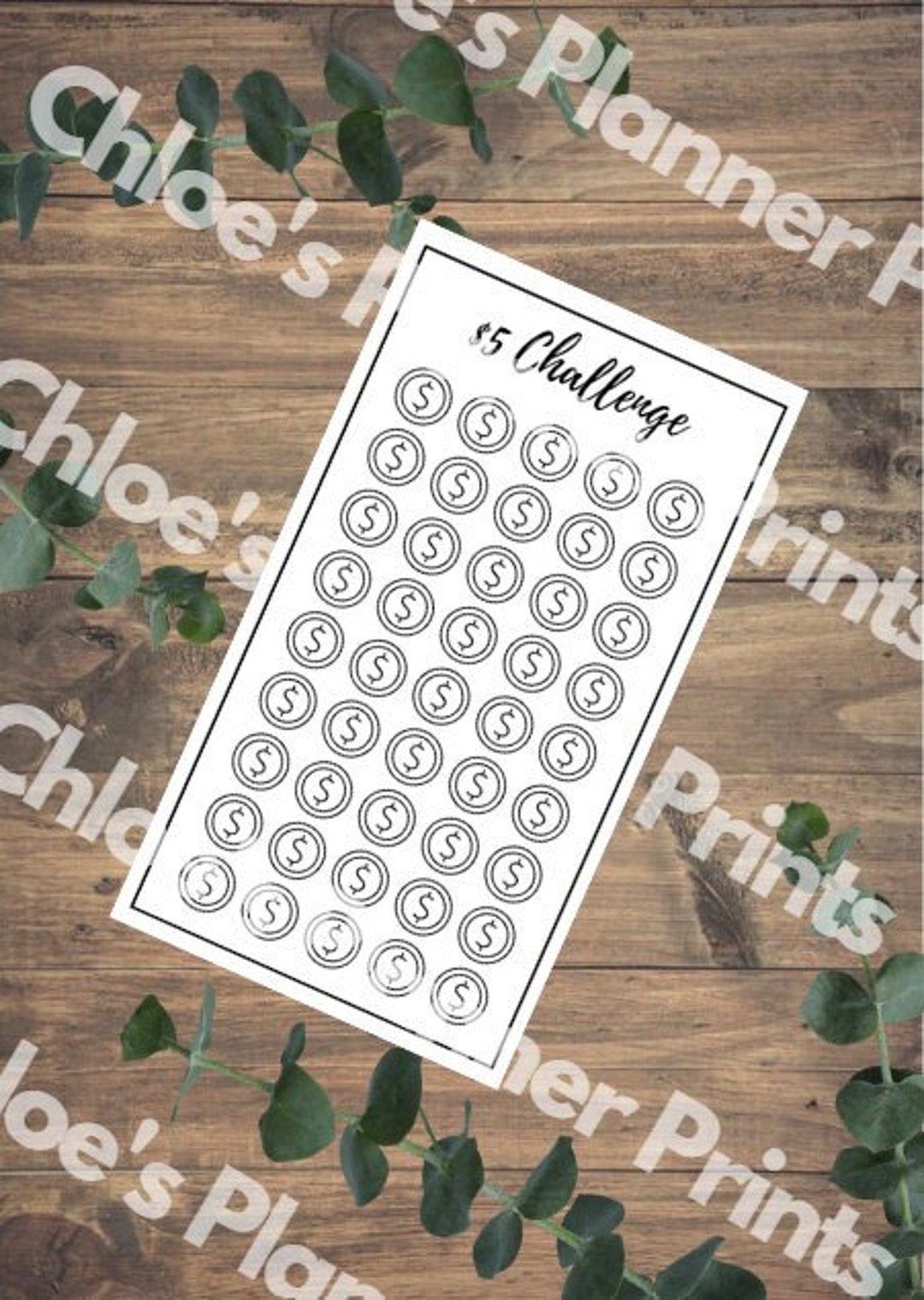 5 Dollar Savings Challenge - Printable - Etsy