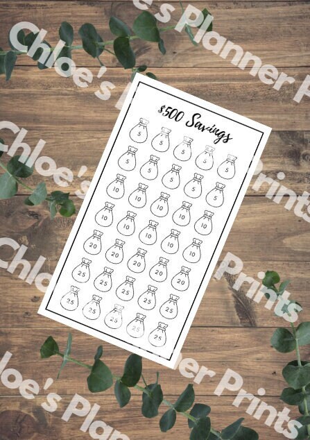 500 Dollar Savings Challenge - Printable - Etsy