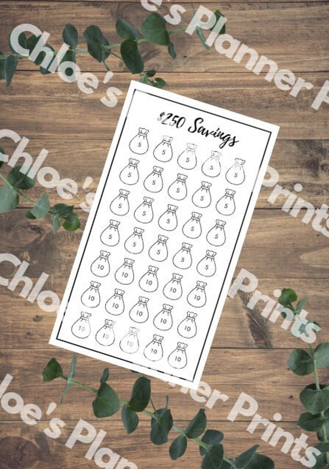 250 Dollar Savings Challenge Printable - Etsy
