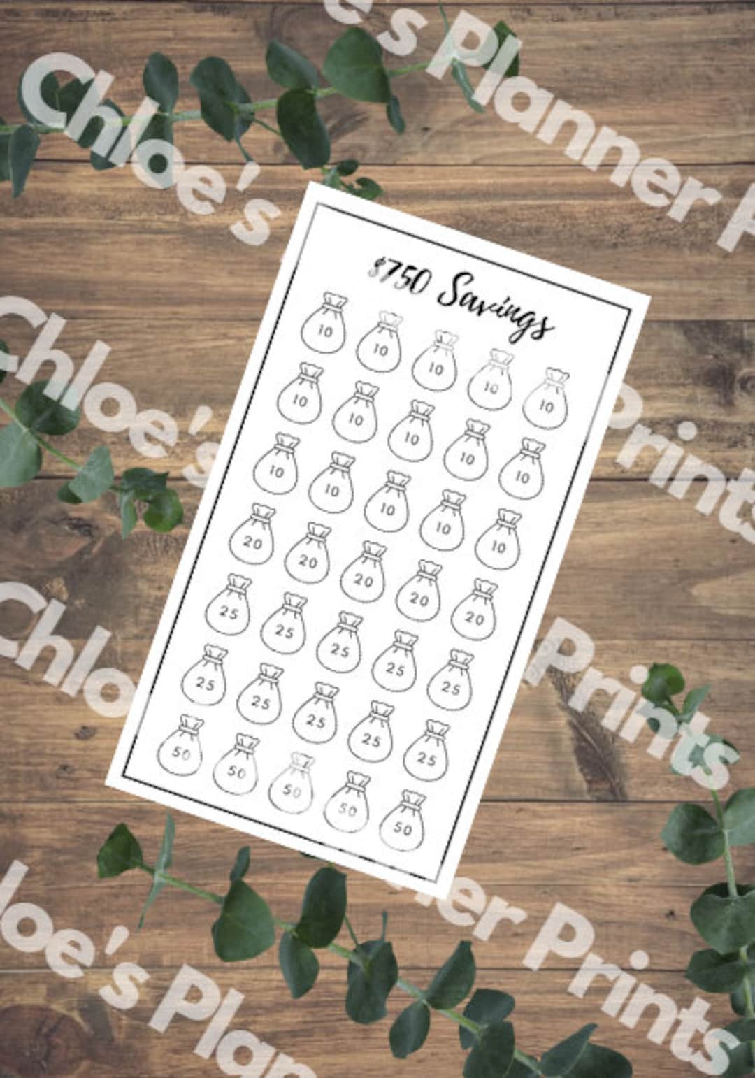 750 Dollar Savings Challenge Printable - Etsy
