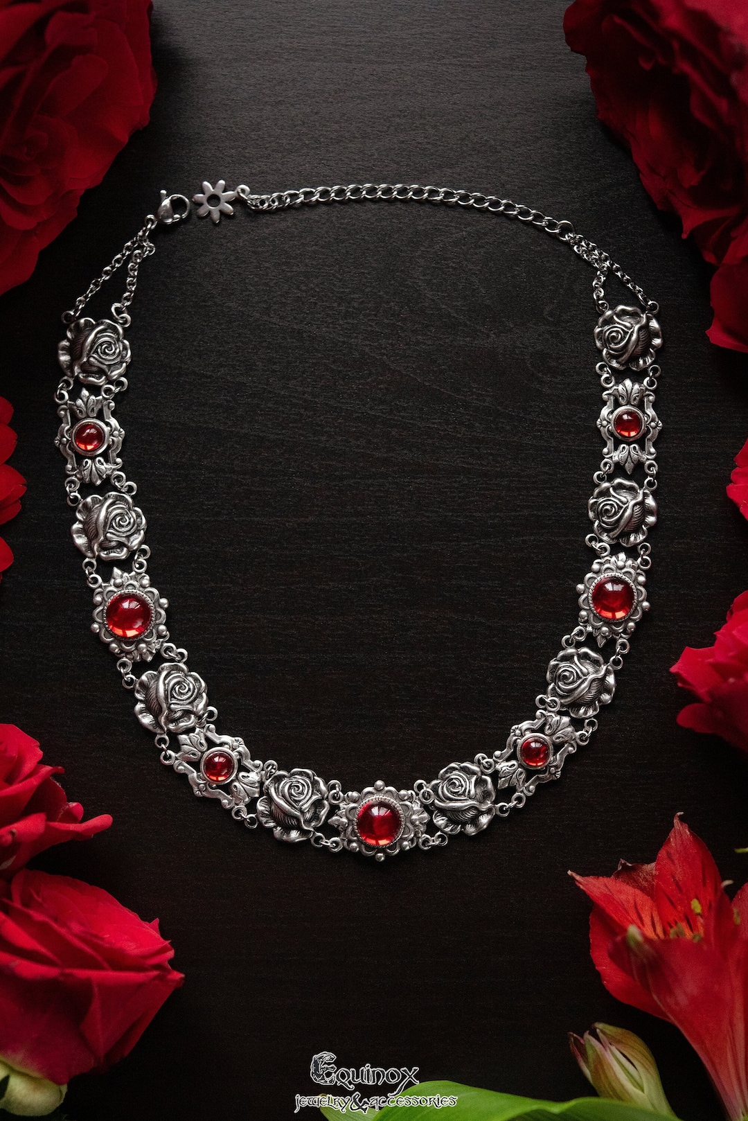 Roses Necklace, Wedding Jewelry, Victorian Gothic Choker, Metallic ...