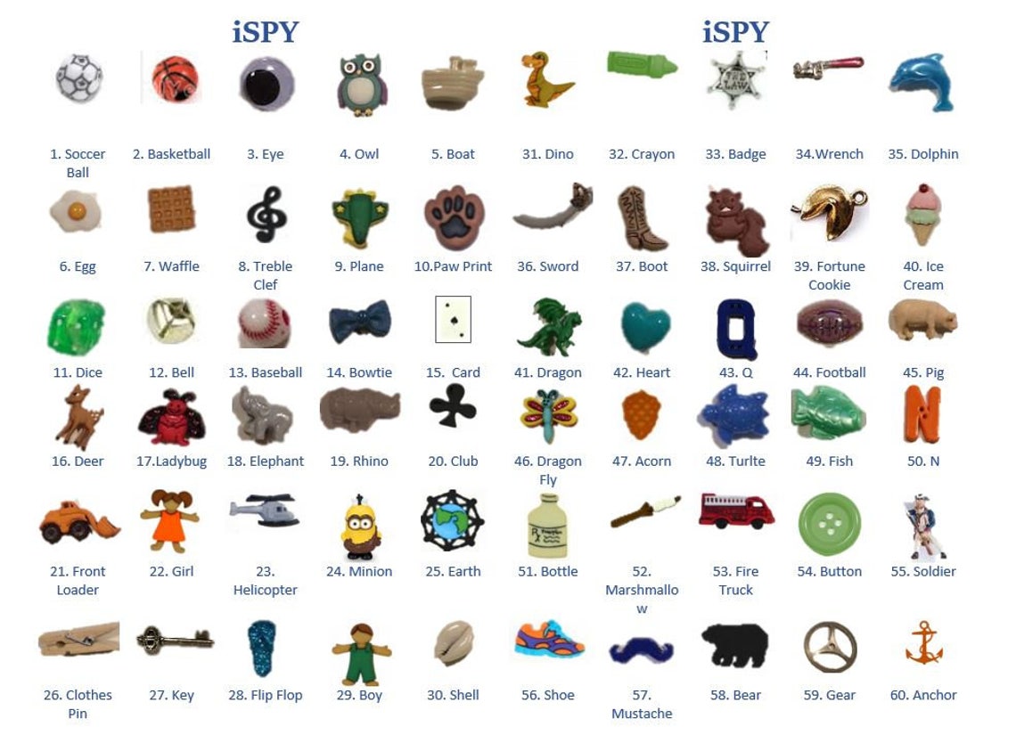 I Spy Bag: Quiet Toy Activity With 60 Search Items in Red and - Etsy