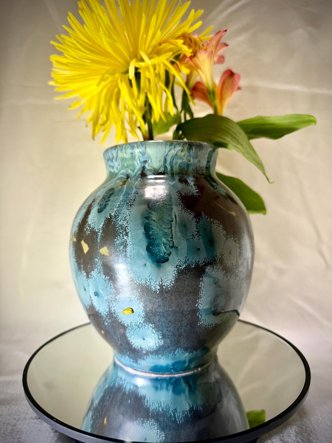 Blue Crystalline Vase - Spoon Vase - Sierra Avis Pottery - Etsy