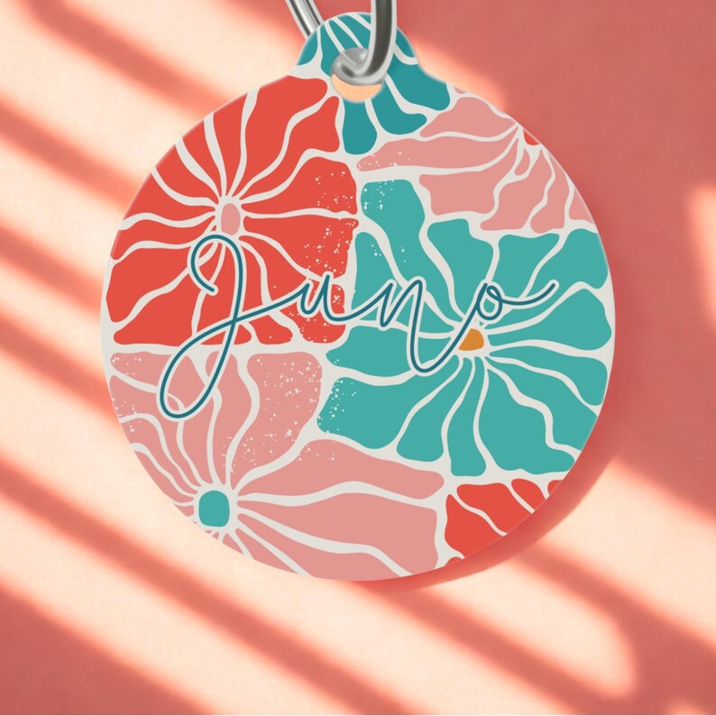 Trippy Hippie Floral Tag | Personalized Pet Tag | Pine Barren Paws - Etsy