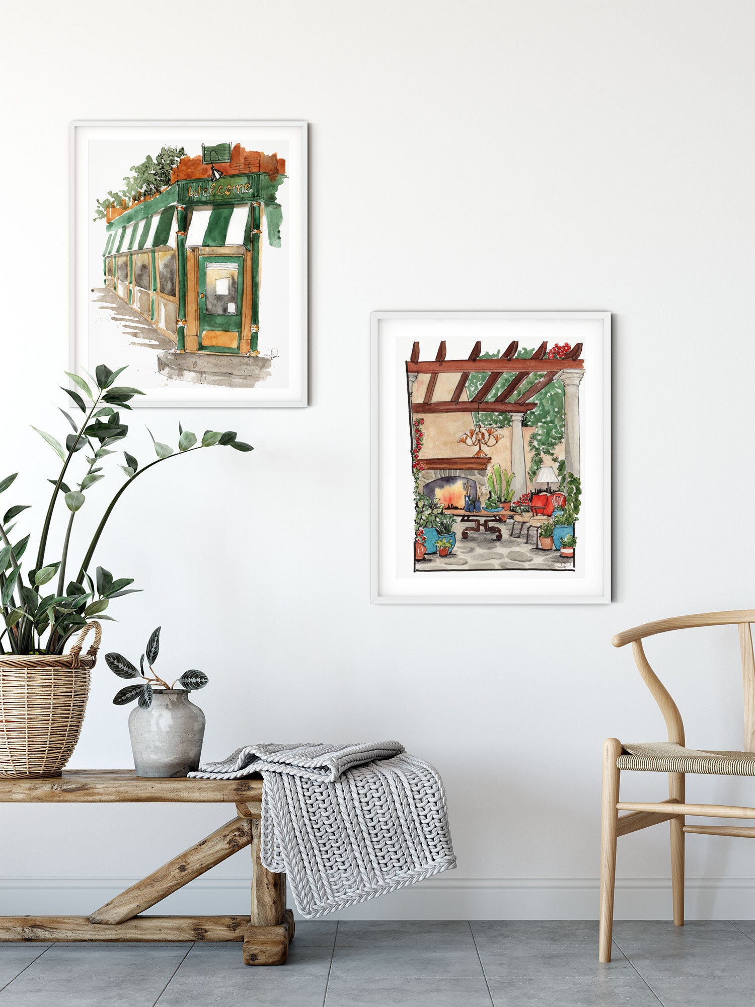 Cozy Fall Print / Art Print / Watercolor Illustration / Outdoor Sitting ...
