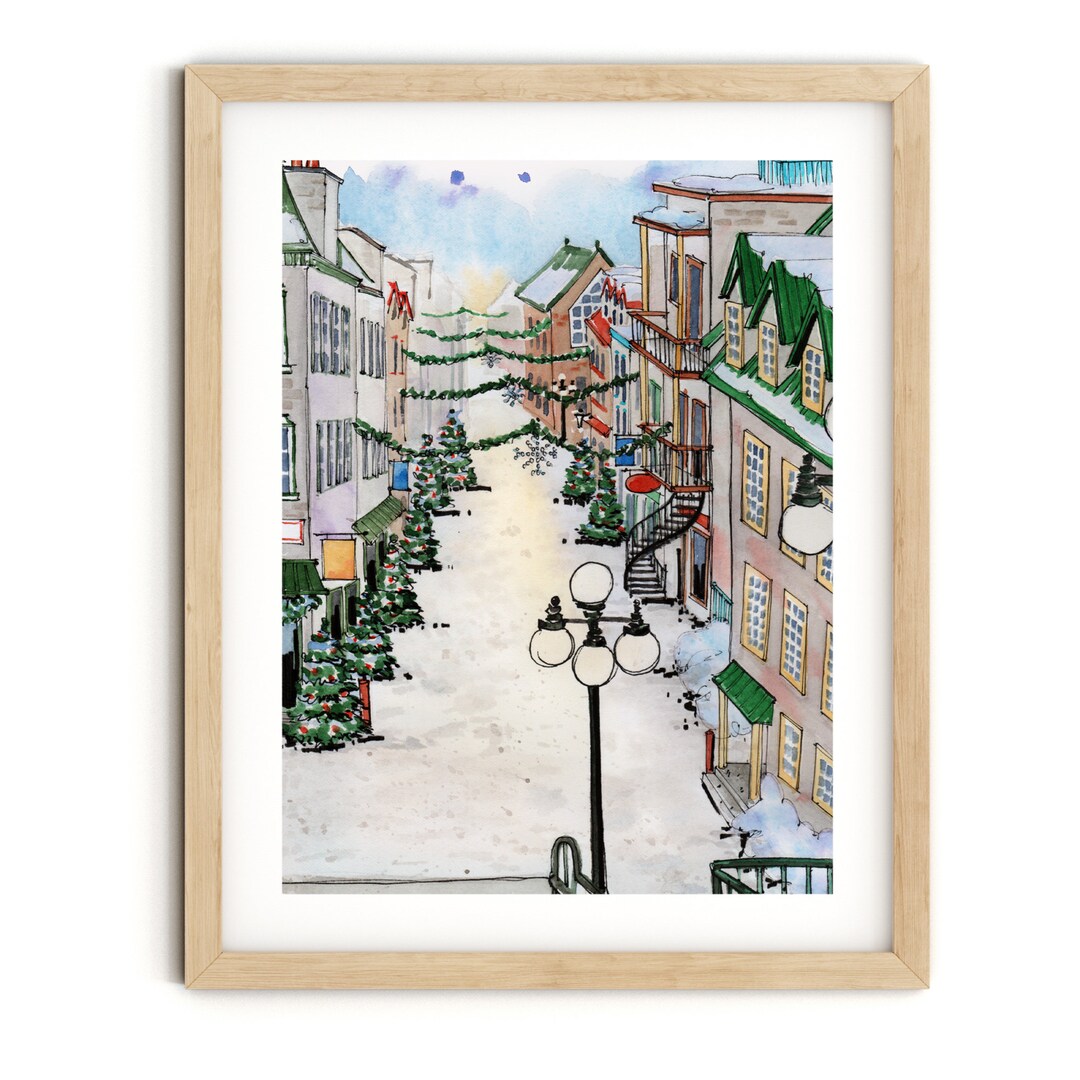 Old Town Quebec City Holiday Wall Decor Giclee Poster Print - Etsy