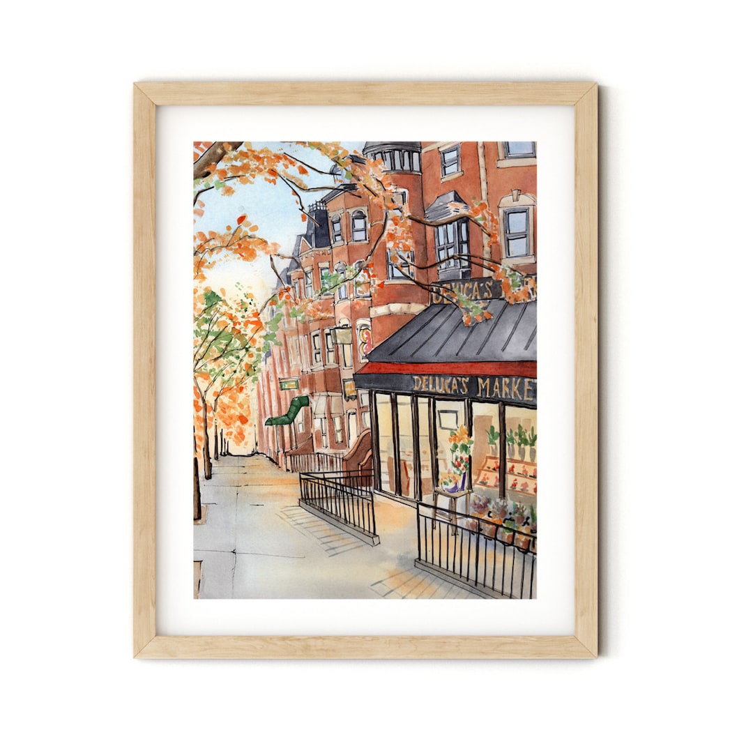 Boston Watercolor Fine Art Print, Large Wall Decor, Boston in the Fall ...