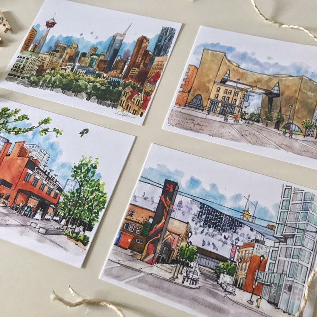 Watercolor Art, Postcards of Calgary, YYC Souvenir, Urban Sketches of ...
