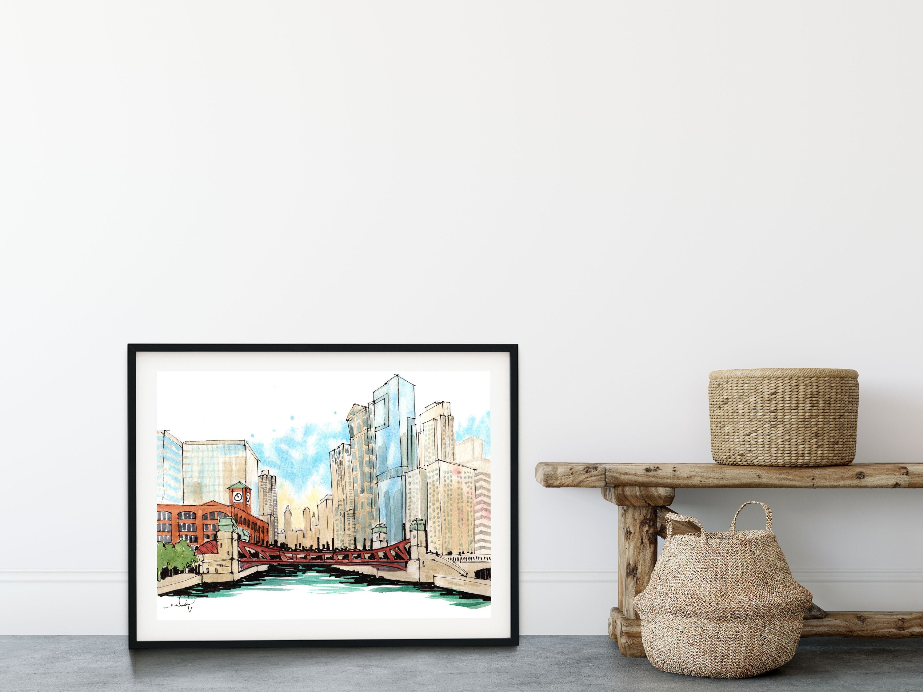 Chicago Riverboat Tour of the Loop, Watercolor Poster, Travel Art Print ...